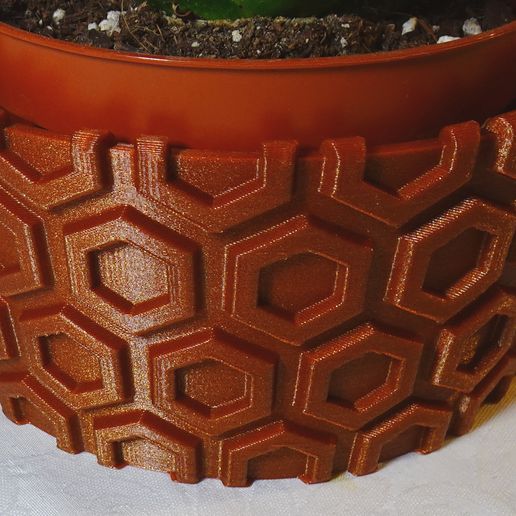 🌿 Hexagon Hexagonal pattern embossed plant pot holder・ STL File for 3D ...