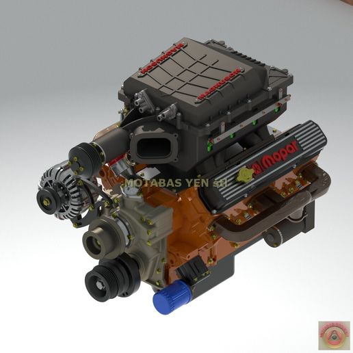 🌆 DODGE MOPAR 440 MAGNUM SUPERCHARGER MAGNUSON - ENGINE・ STL File for ...