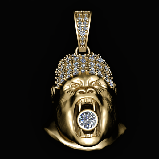 🦍 GORILLA HEAD DIAMOND PENDANT 3D PRINTABLE MODEL・ STL File for 3D ...