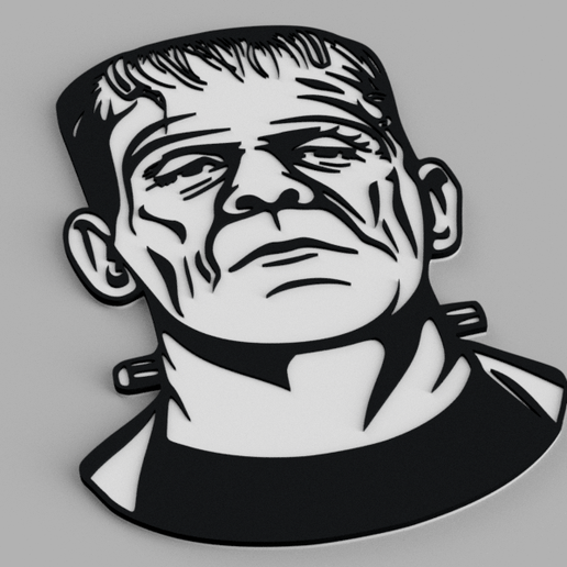 Free STL file Frankenstein Head Wall Picture 🖼️ ・3D printable model to ...