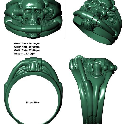 💍 DARK MILLENNIUM CYBERPUNK STYLE RING・ STL File for 3D printing・Cults