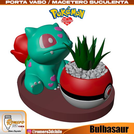 🐉 Glass Holder / Bulbasaur Valentine's Day Succulent Bulbasaur ...