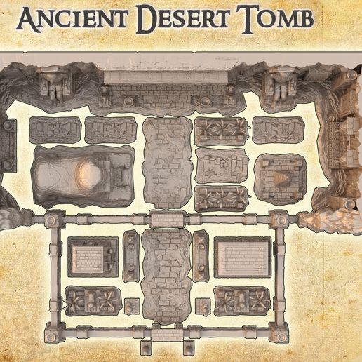 🏜️ Ancient Desert Tomb 28 mm Tabletop Terrain・ STL File for 3D printing ...
