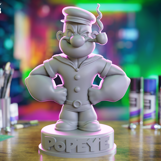 📁 Popeye the Sailor – Stylized 3D Printable Figure (STL File)・ STL File ...