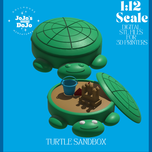 🐢 Kid's Turtle Sandbox Dollhouse Furniture & Accessories 1:12 Scale 3D ...