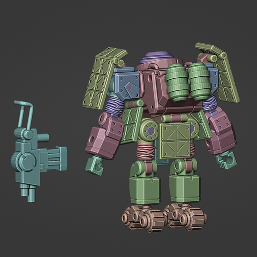 🤖 Dieselpunk Mech Model Kit・Free STL File for 3D printing・Cults