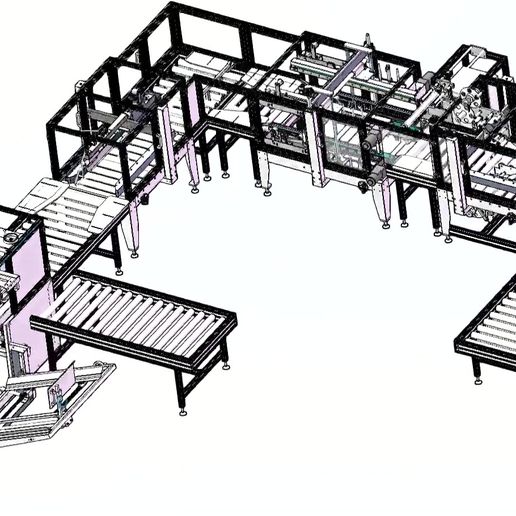 📦 3D CAD Model, Automatic Carton Sealing and Packaging Line – High ...