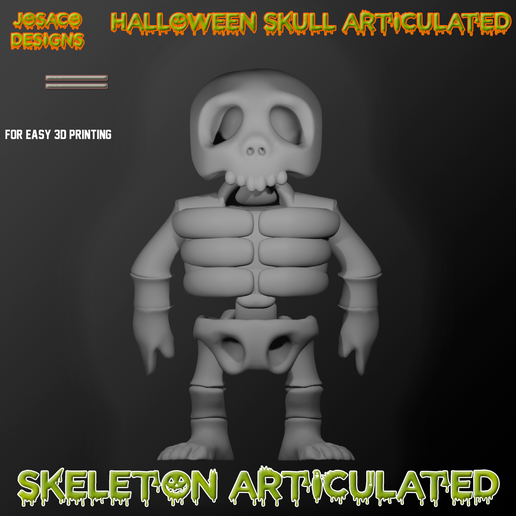 STL file Halloween Skeleton Articulated - Print in place articulated ...