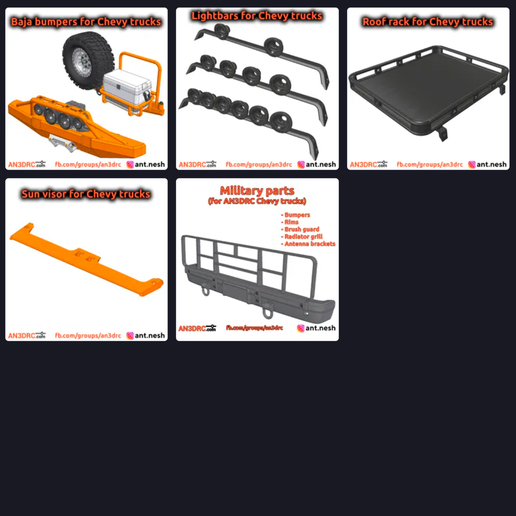 🚗 ALL-in-ONE Accessory pack for AN3DRC Chevy Trucks・ 3D File for 3D ...