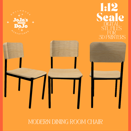 🪑 Modern Dining Chair Dollhouse Furniture & Accessories 1:12 Scale 3D ...