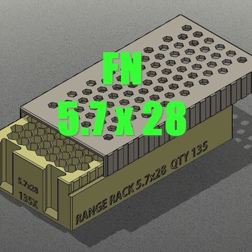 STL file FN 5.7 x 28 Range Rack Ammo Organizer for 30CAL NATO Can 🥫 ・3D printer model to ...