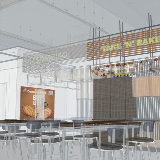 🍔 Food Court fast food Restaurant Interior Design・ OBJ File for ・Cults