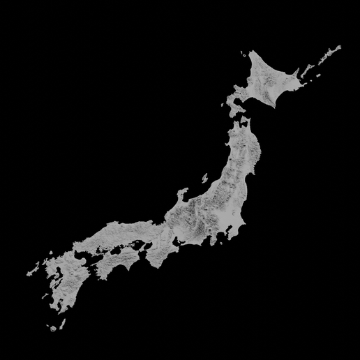 🗺️ Topographic Map of Japan – 3D Terrain・ 3D File for 3D printing・Cults