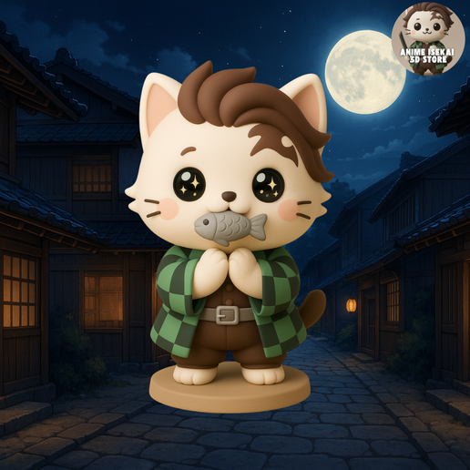 🐱 Chibi Tanjiro Cat V2 - Upgraded Fan Art 3D Model・Fichier 3D pour ...