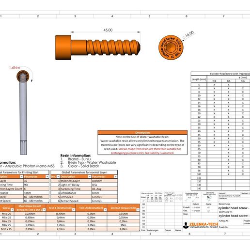 💭 Cylinder Head Screw Tr10・ STL File for 3D printing・Cults