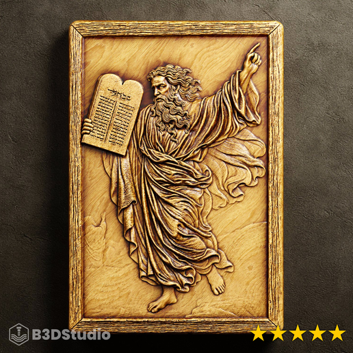 📁 Prophet Moses and the 10 Commandments Relief High Detail 3D Model ...