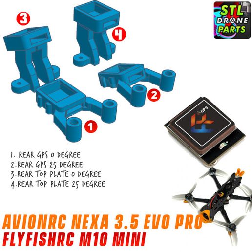 🛸 AvionRC Nexa 3.5 Evo Pro GPS Mount FlyfishRC M10 Mini・Free STL File ...