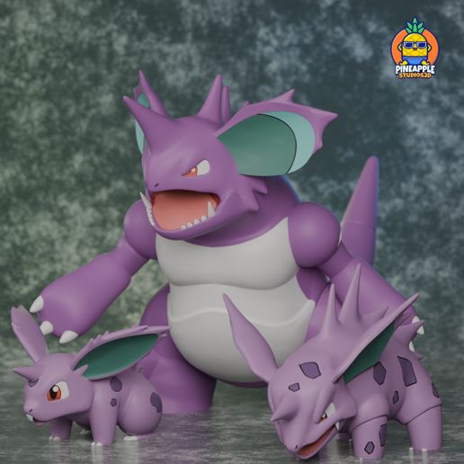 🐉 nidoran mâle, nidorino et nidoking・Fichier STL pour Impression 3D・Cults