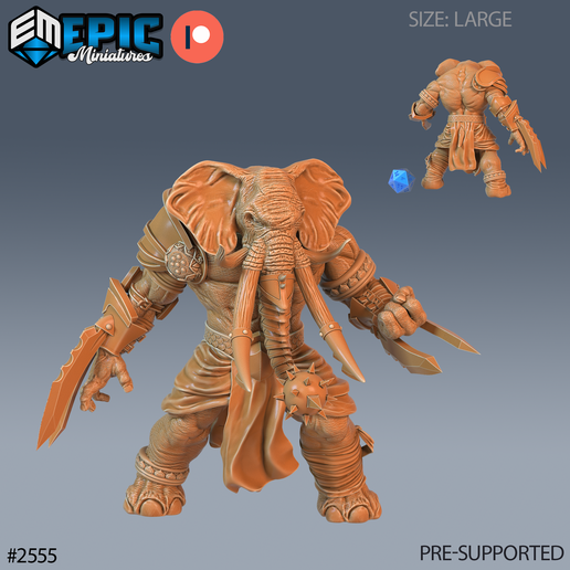 3D file Elephant Folk Barbarian ‧ DnD Miniature ‧ Tabletop Miniatures ...