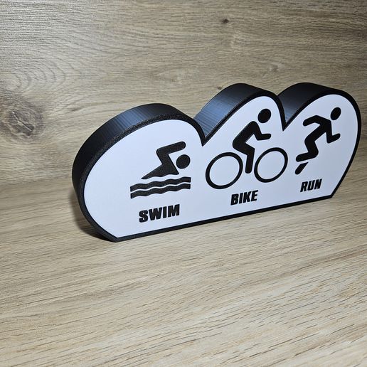 STL file SWIM BIKE RUN - Triathlon lightbox with icons 🏃 ・Model to ...
