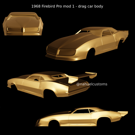🚗 1968 Firebird Pro mod 1 - drag car body・ STL File for 3D printing・Cults