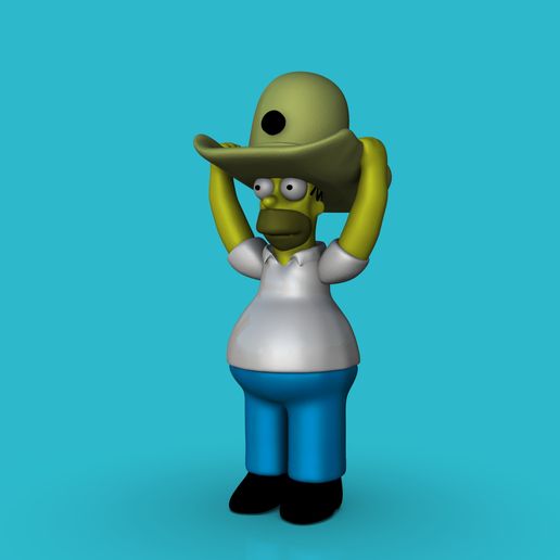 📷 Homero simpson con sombrero camara・Archivo STL para Impresión 3D・Cults