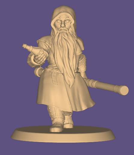 🎲 Dwarf with staff・Free 3D File for 3D printing・Cults