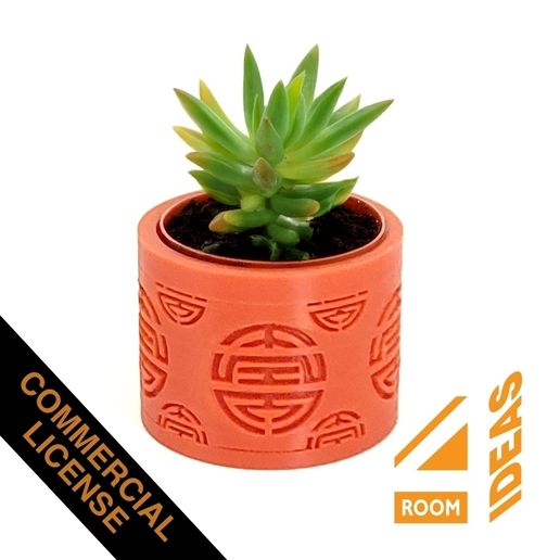 🪴 Succulent Planter Chinese Style - Longevity - Commercial License・ STL ...