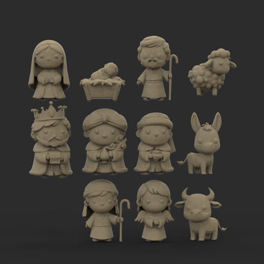 🎄 Cute Christmas nativity scene・ STL File for 3D printing・Cults