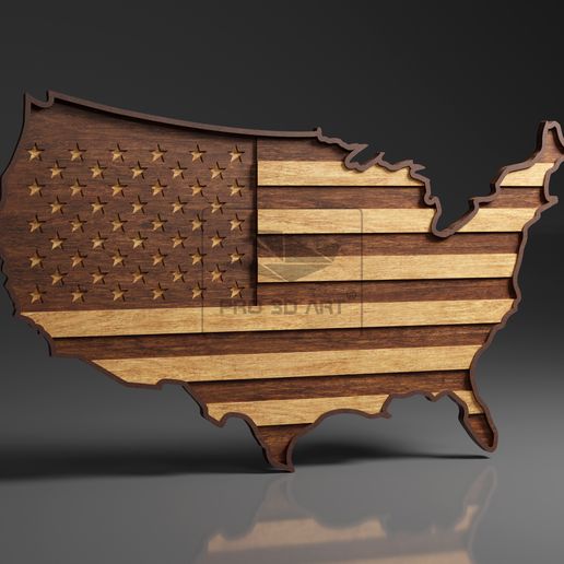 🇺🇸 USA Map and Flag - Multilayer Laser Cutting Files・ 3D File for CNC ...