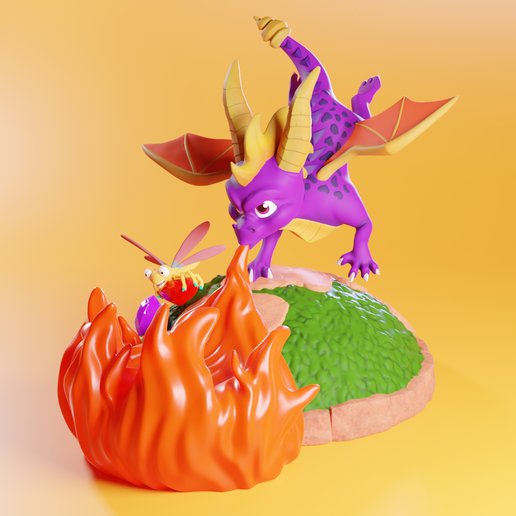 🦸 Spyro and Sparks・ STL File for 3D printing・Cults