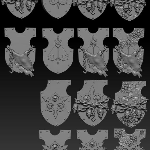 🛡️ Chaos Knights Carapace Shield pack - Nurgle・ 3D File for ・Cults