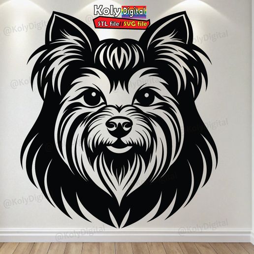 STL file cute Yorkshire Terrier face smile 🖼️ (SVG)・3D printer model to ...
