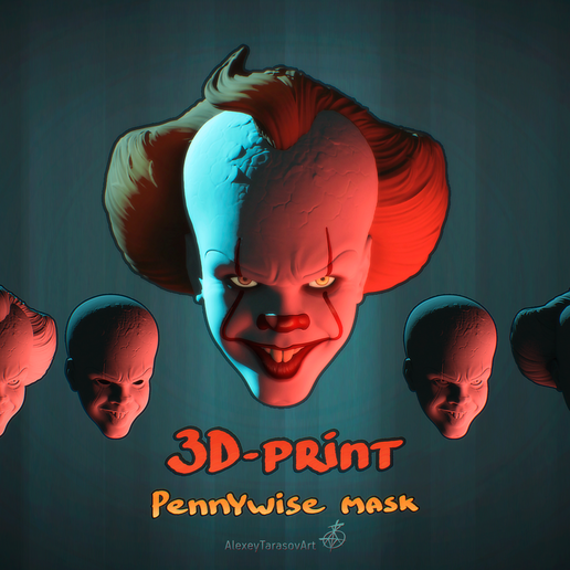 🎃 3D-Printable Highly detailed Pennywise mask・ STL File for 3D printing ...