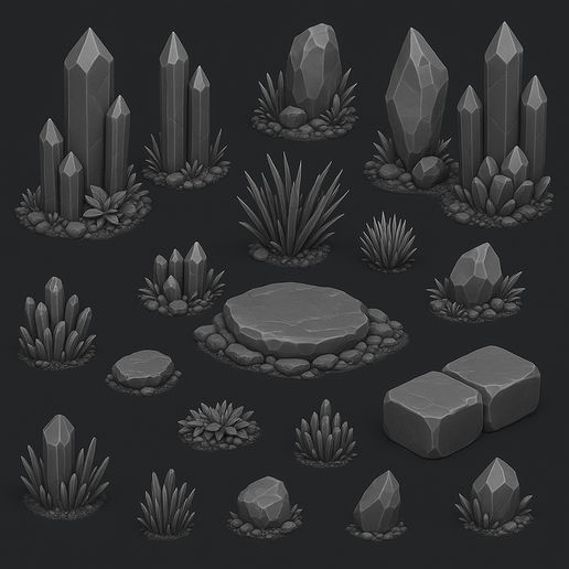 🦸 magical-crystals-pack-stylized-fantasy-crystal-clusters-3d-printable ...