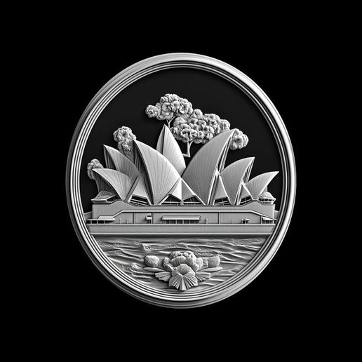 🏠 Monochromatic Sydney Opera House Emblem・Archivo STL para Impresión 3D ...