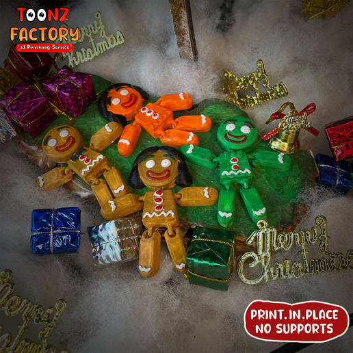 🎄 Flexi Cute Gingerbread Couples・Free STL File for ・Cults