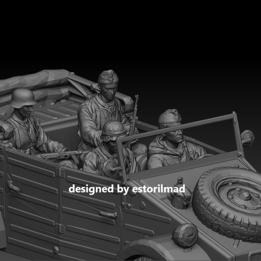 🫡 WW2 GERMAN WAFFEN SS SOLDIERS MOUNTED ON KUBELWAGEN・ STL File for 3D ...