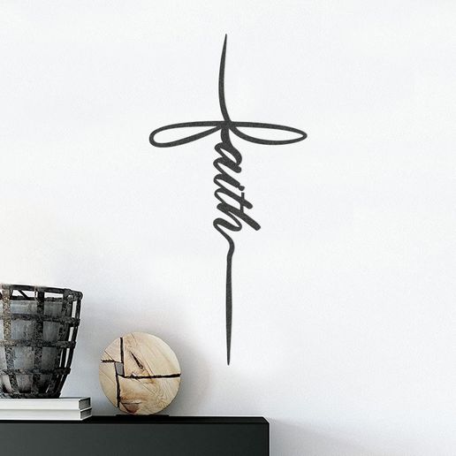 Faith Cross Vertical Wall Art・Free STL File for 3D printing・Cults