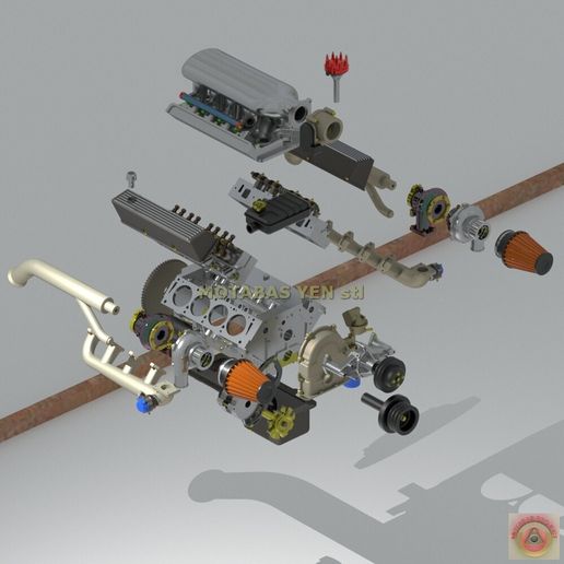 🚙 FORD 427 TURBO - ENGINE・ STL File for 3D printing・Cults