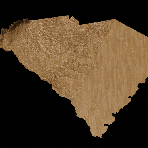 🗺️ Topographic Map of South Carolina – 3D Terrain・ 3D File for 3D ...