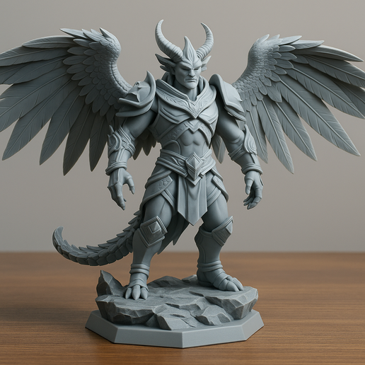 👾 Winged Demon Warrior 3D Printable Miniature STL G-code High Detail ...