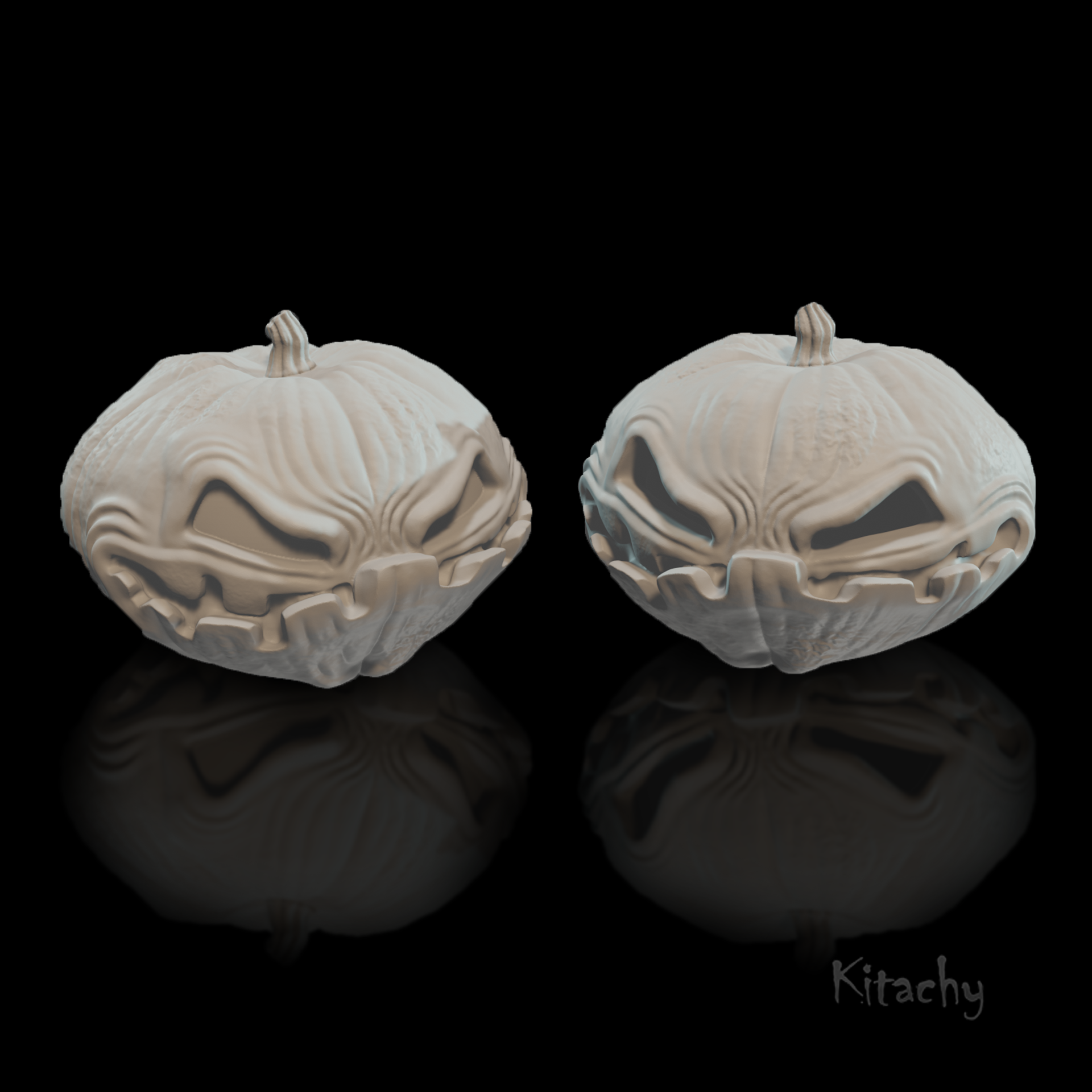 STL-Datei Gruselige Kürbis-Miniaturen mit schaurigen Gesichtern (Halloween-Figuren für ...