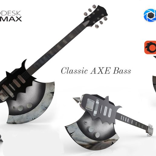 ⚡ ELECTRIC GUITAR - Axe guitar Bass・ STL File for 3D printing・Cults
