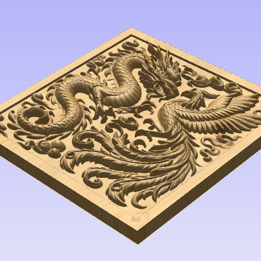 🐉 Dragon and Phoenix 3D Model for CNC – Oriental Symbolic Relief STL ...