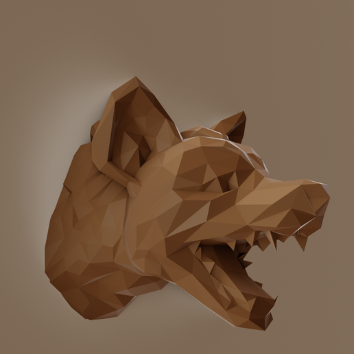 🐾 Hyena head low poly wall mount stl 3d print file・Fichier STL pour ...