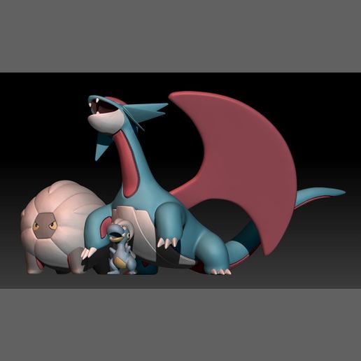 🐉 Pokemon Bagon Shelgon Salamence・ STL File for 3D printing・Cults