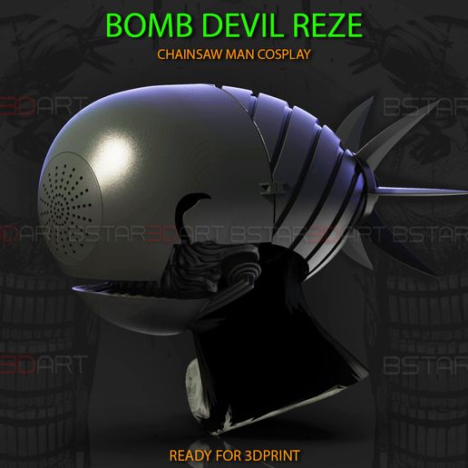 💣 Bomb Devil Reze Helmet - Chainsawman Cosplay・ STL File for 3D ...