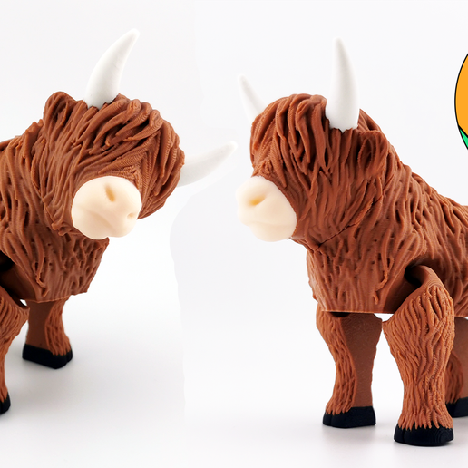 🐄 Flexi Highland Cow – Print-in-Place Articulated Model・ STL File for ...