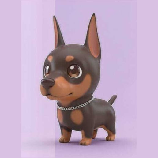 🐕 fidelita chien doberman -migi to dali anime chibi・Fichier STL pour ...